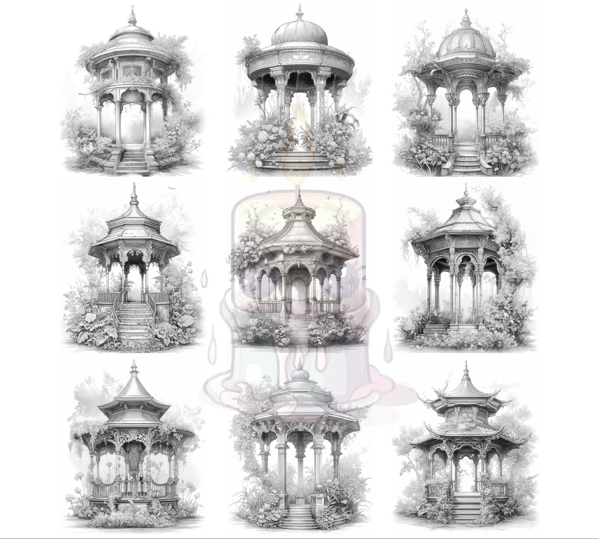 25 Fairy Pavilion for Coloring Pages, Fantasy Decor, Fairy Coloring ...