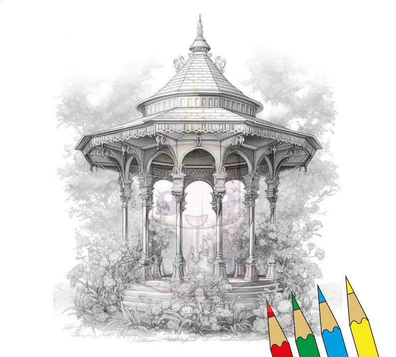 25 Fairy Pavilion for Coloring Pages, Fantasy Decor, Fairy Coloring ...