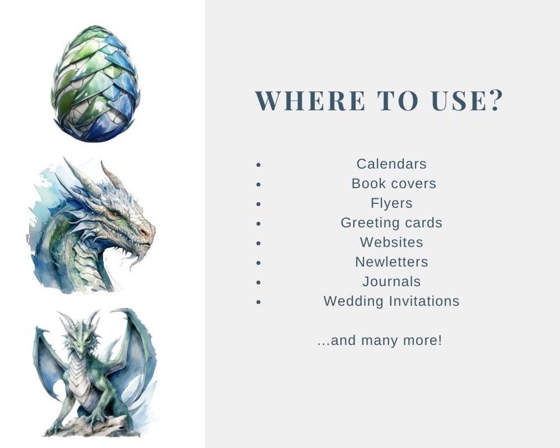 20 Water Blue Dragon Clip Art Fantasy Clipart Watercolor - Etsy