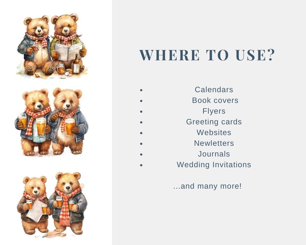 20 Bears Watercolor Clipart, Cute Teddy Bears Clipart, Best Friends ...