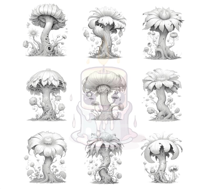 25 Giant Floral Tree for Coloring Pages Fantasy Decor Fairy - Etsy