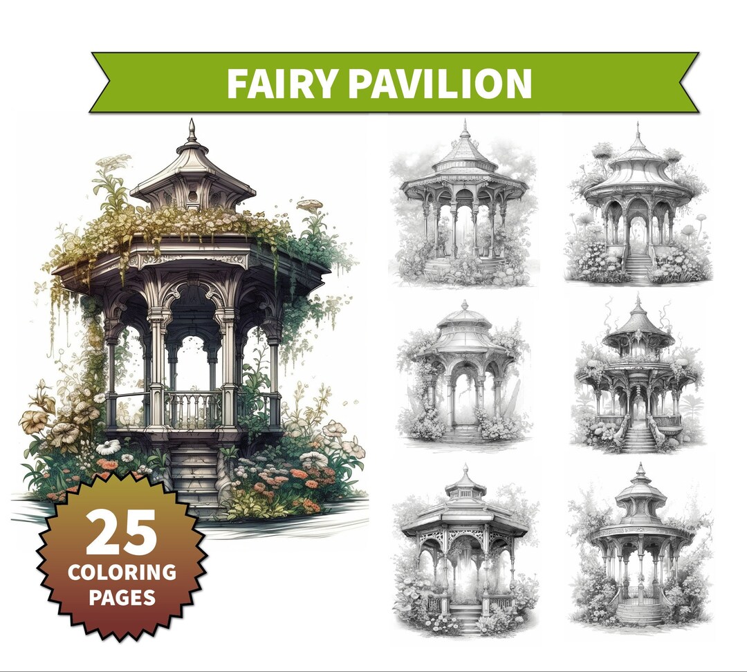 25 Fairy Pavilion for Coloring Pages, Fantasy Decor, Fairy Coloring ...