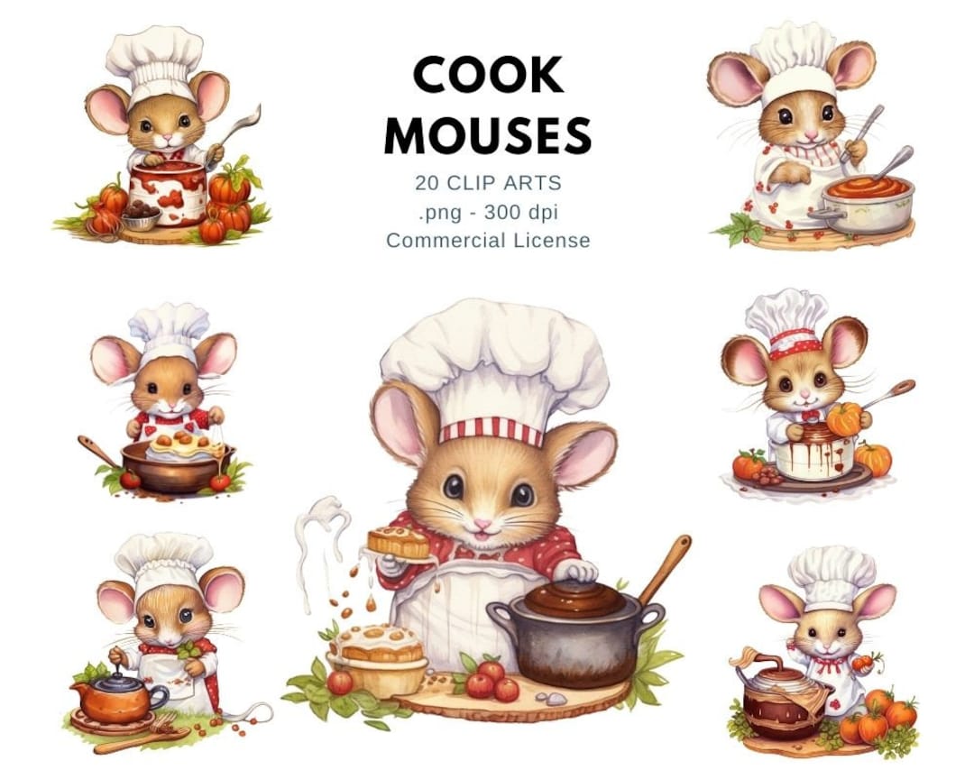 20 Cute Little Mouse Cooking Clipart, Cute Little Mouse Chef Clipart ...