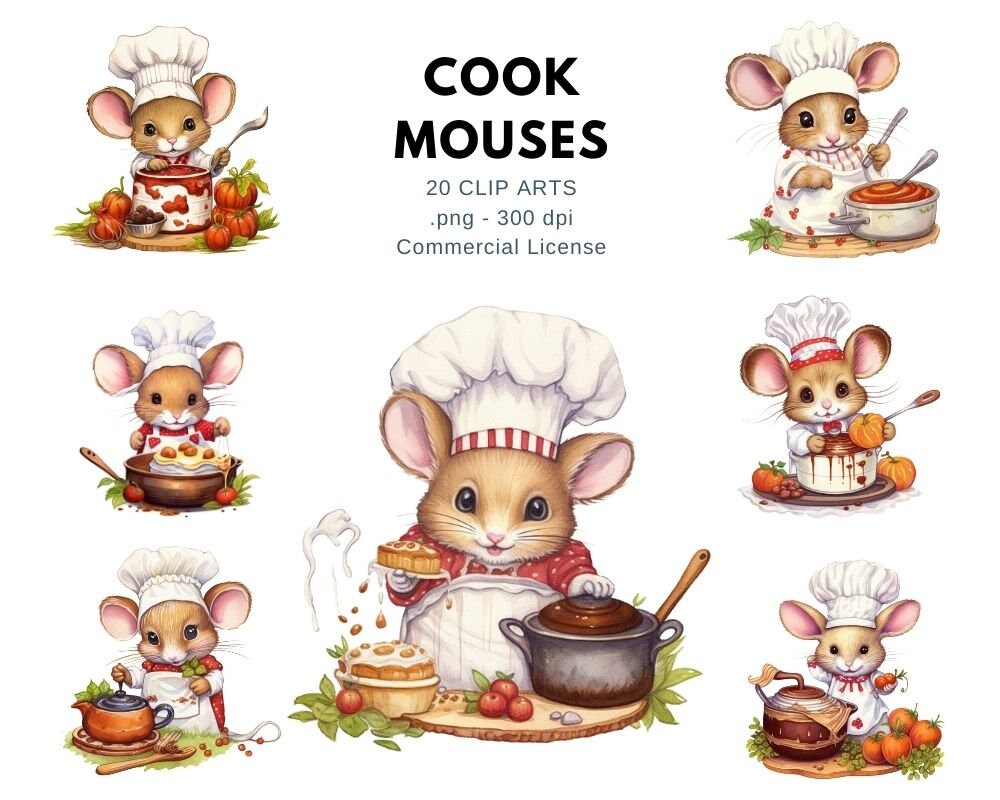 20 Cute Little Mouse Cooking Clipart, Cute Little Mouse Chef Clipart ...
