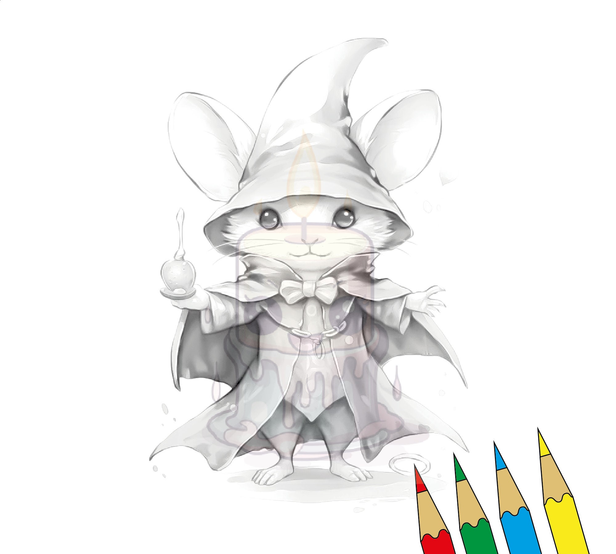 25 Wizard Medieval Mouse Coloring Book, Coloring Page Animal, Cute ...