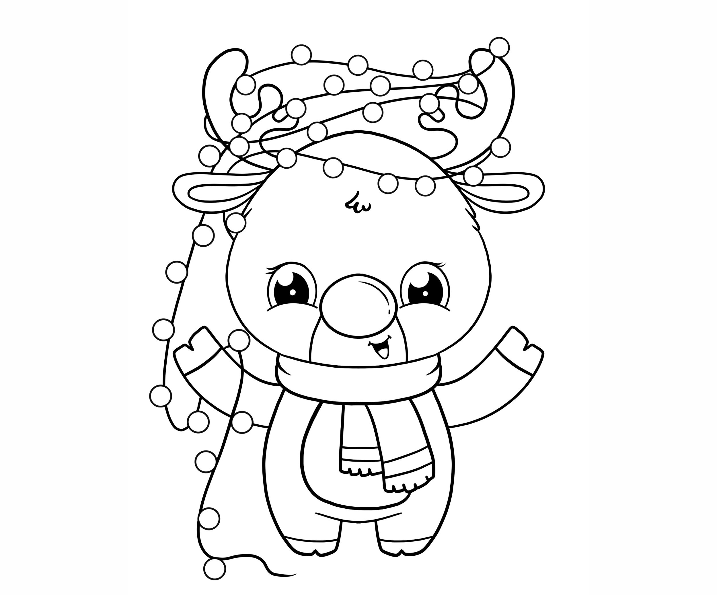 Printable Coloring Reindeer for Christmas 2022 Digital Coloring Print ...