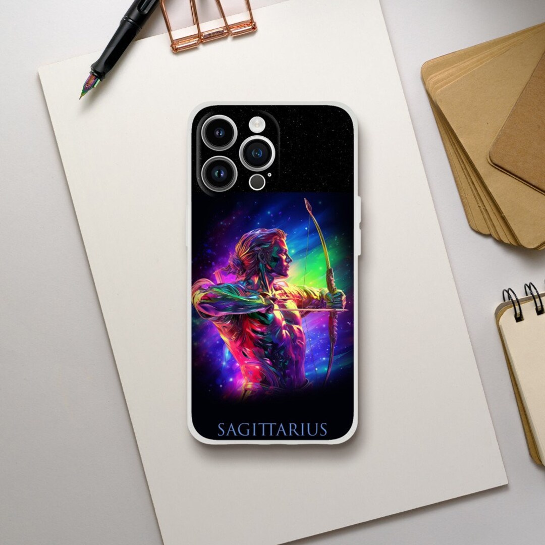 Sagittarius Case Star Sign Zodiac Bow Arrow Colourful Blue Pink Black ...