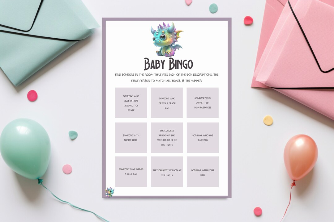 Baby Shower Bingo Game Printable Baby Shower Games Gender Neutral Baby ...
