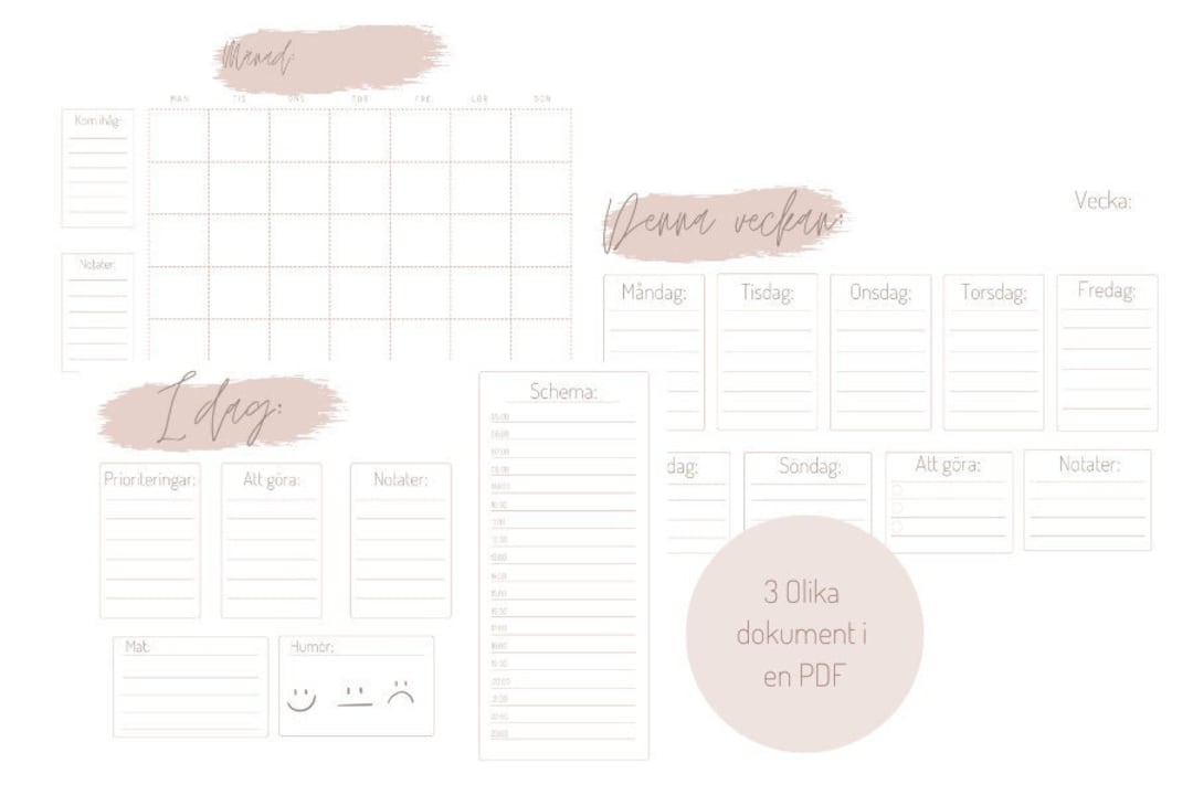 Kalender Månad Vecko Planering I Dag Ladda Ner Skriva Ut - Etsy