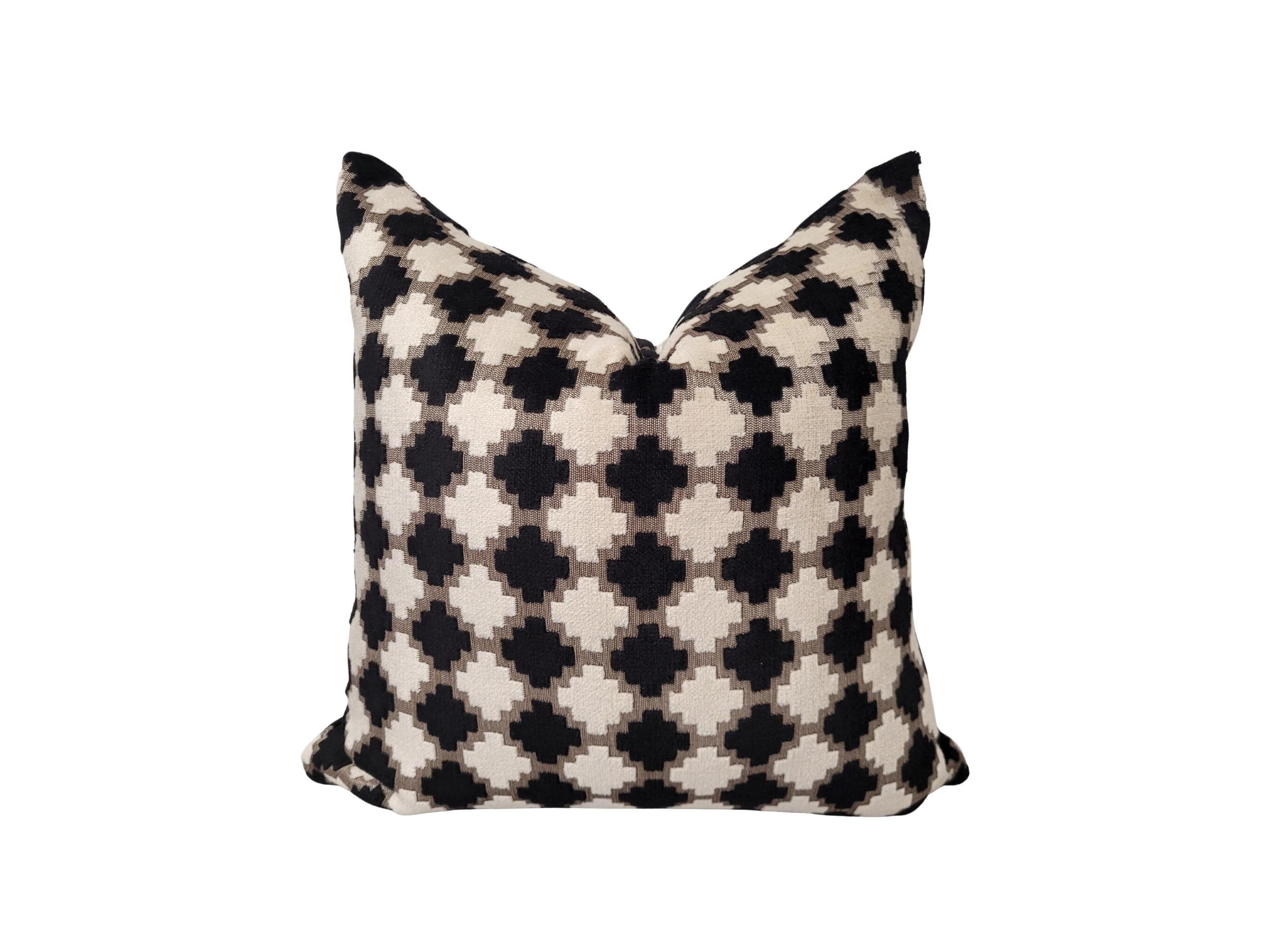 Courtyard Checker Black and White Cut Velvet Geometric Pillow Cover - Etsy