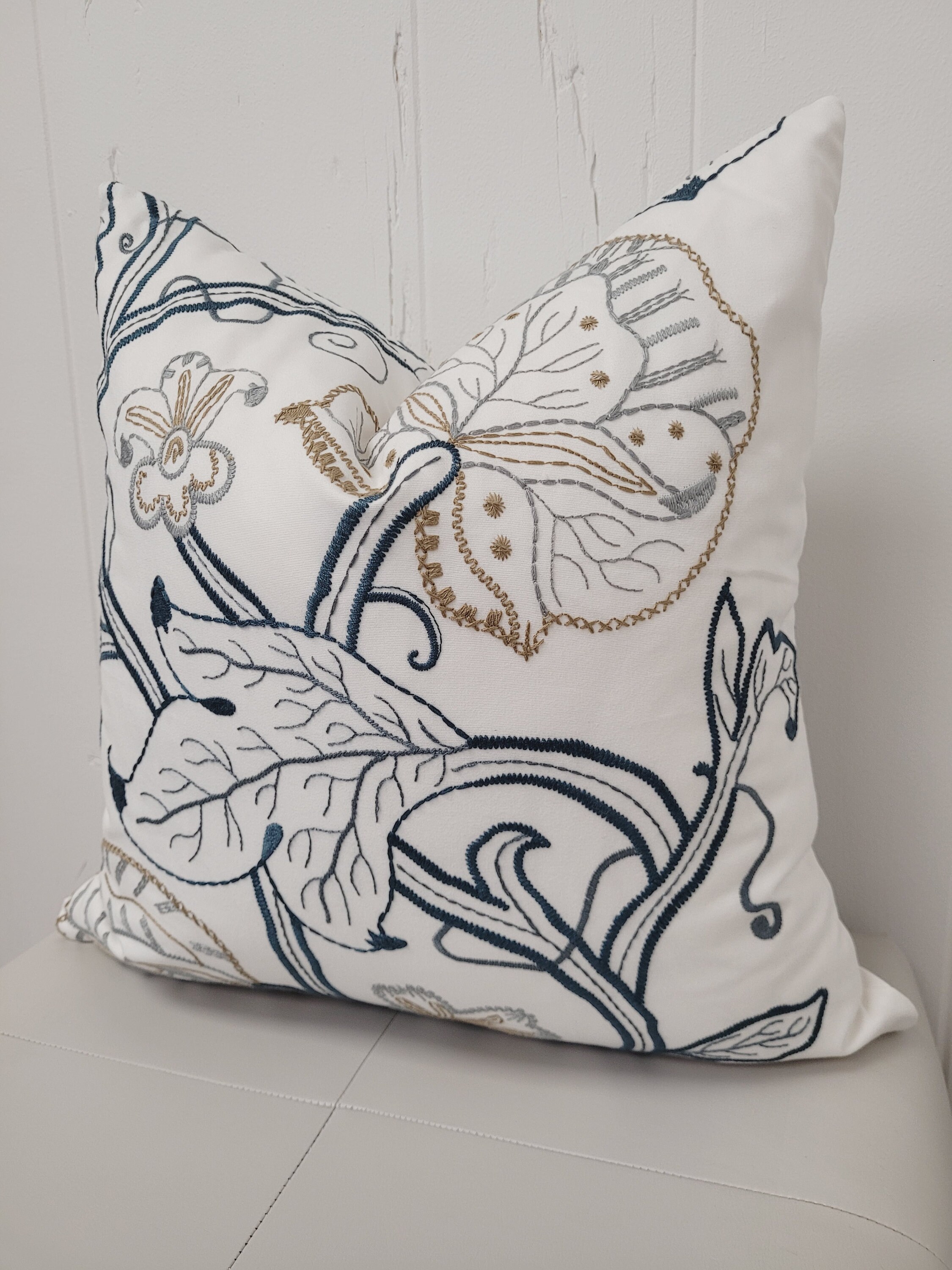 Zimmer + Rohde Jacobean Vine Embroidered Pillow - Etsy