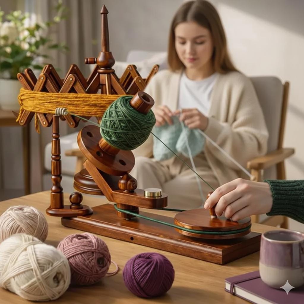 Handmade Wooden Yarn Swift and Winder – Adjustable Knitting & Crochet ...
