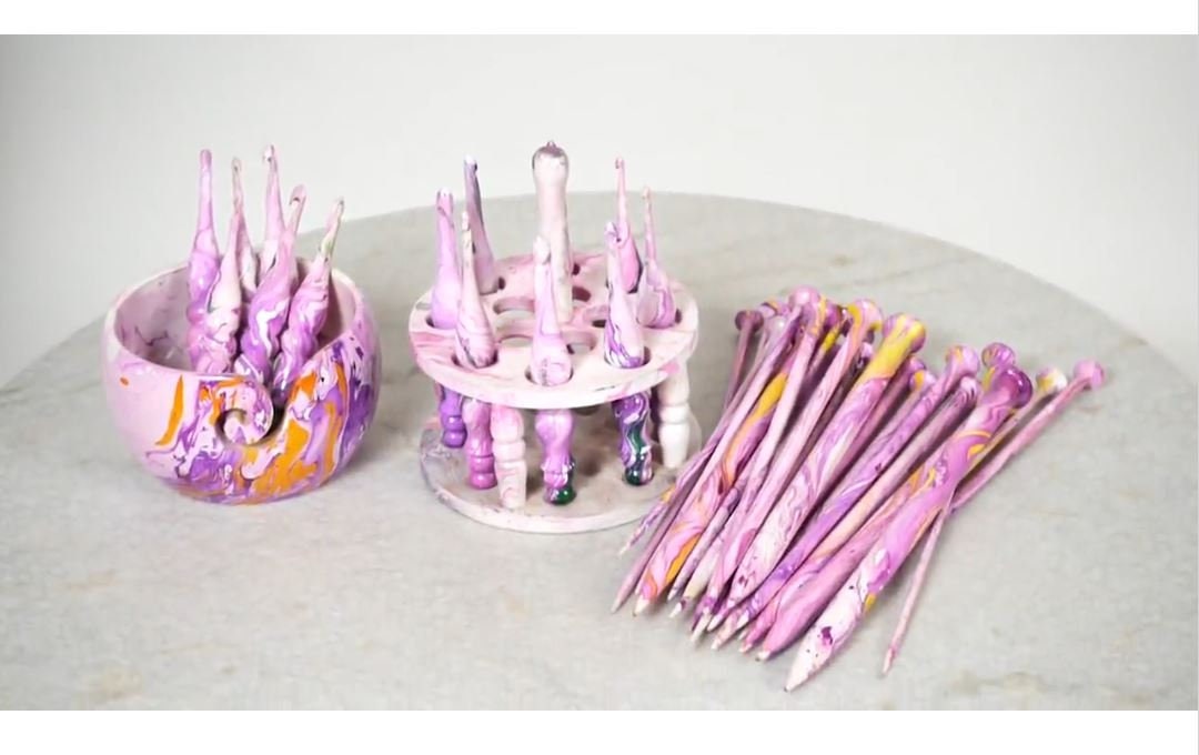 Wooden Yarn Bowl Hydro Dipping Yarn Knotting Set Beautiful Gift for ...