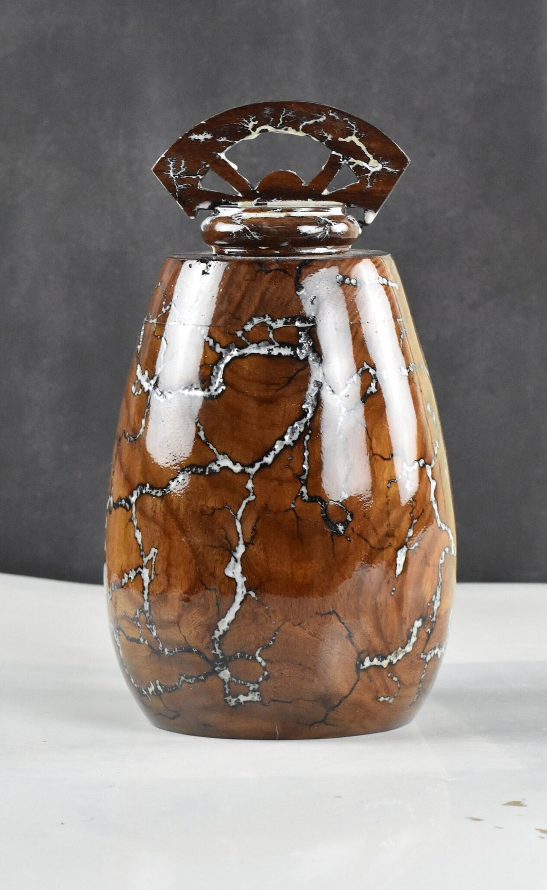 Fractal Burning Turn Wood Resin and Rosewood Cremation Urn for Human ...