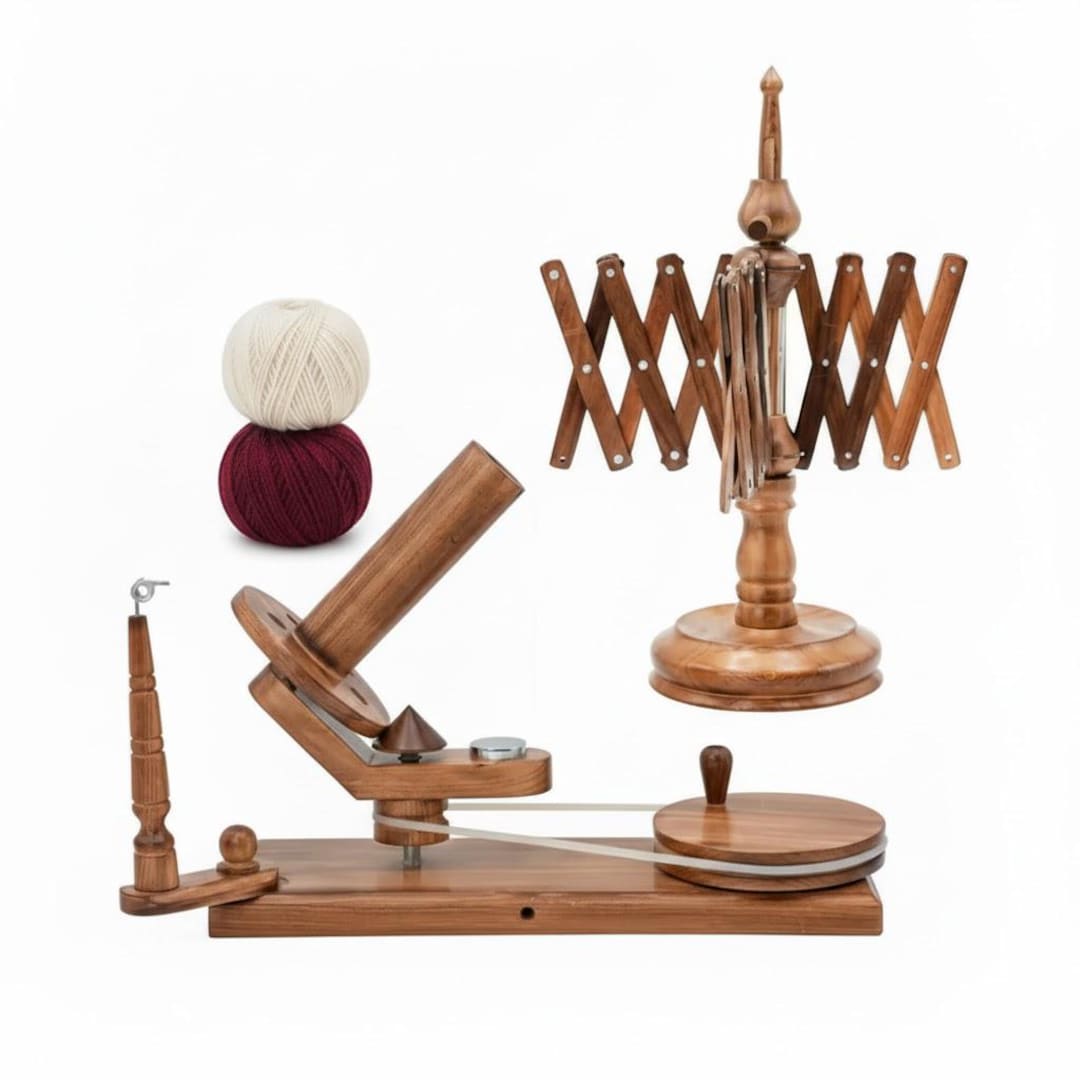Handmade Wooden Yarn Winder & Swift Set – Durable Knitting and Crochet ...