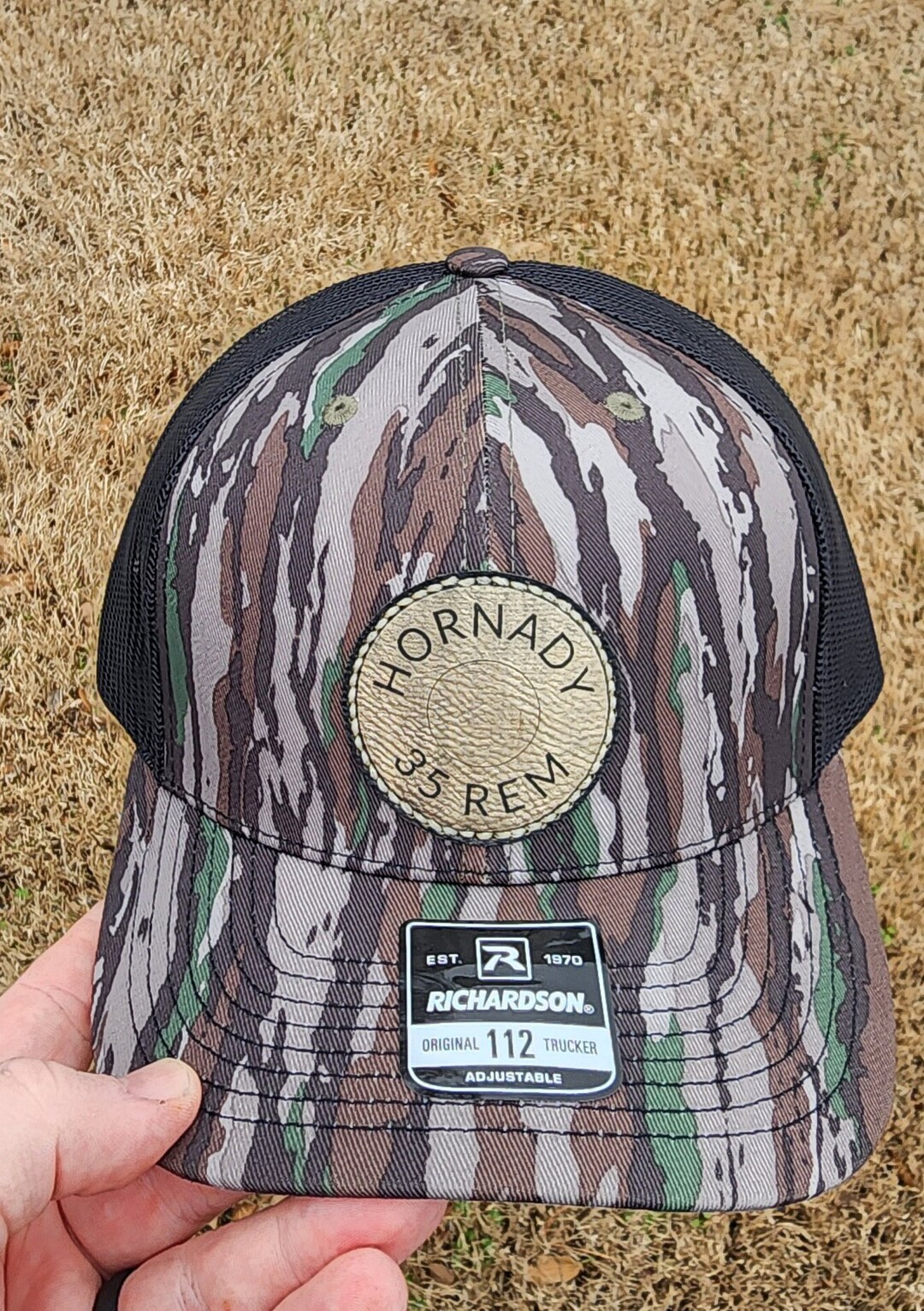 Hornady 35 Remington Gold Leather Patch Hat - Etsy