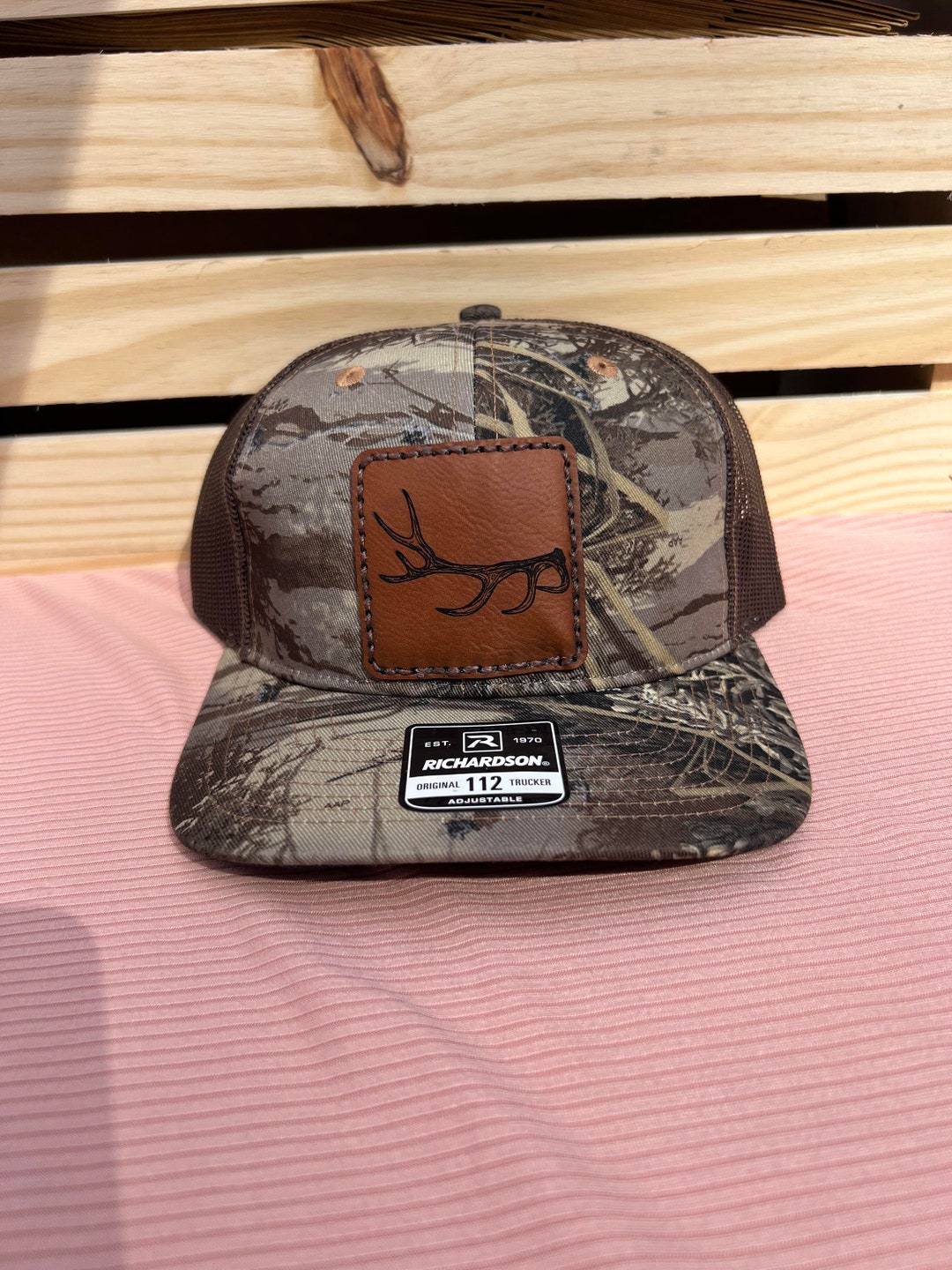 Camo Elk Antler Hat for Hunter Antler Shed Hat Leather Patch - Etsy