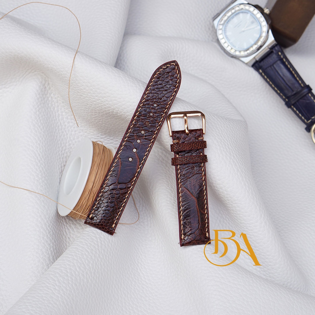 Premium Ostrich Watch Strap, Handmade Ostrich Leg Watch Band ...
