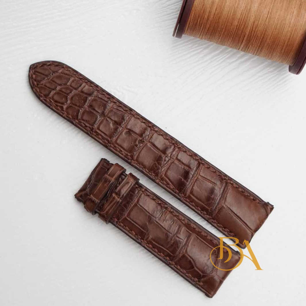 Brown Alligator Watch Band, Full Grain Leather Watch Strap. Handmade ...