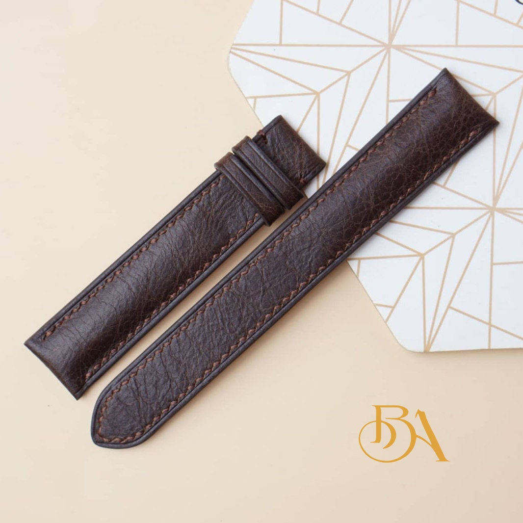 Chocolate Brown Vintage Watch Band, Full Grain Cow Leather Watch Strap ...