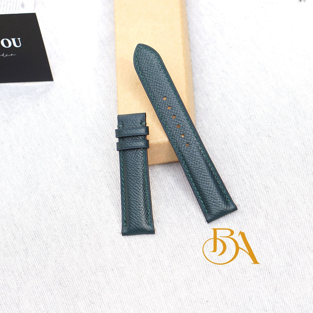 Moss Green Epsom Leather Watch Band, Calfskin Watch Strap. Handmade ...