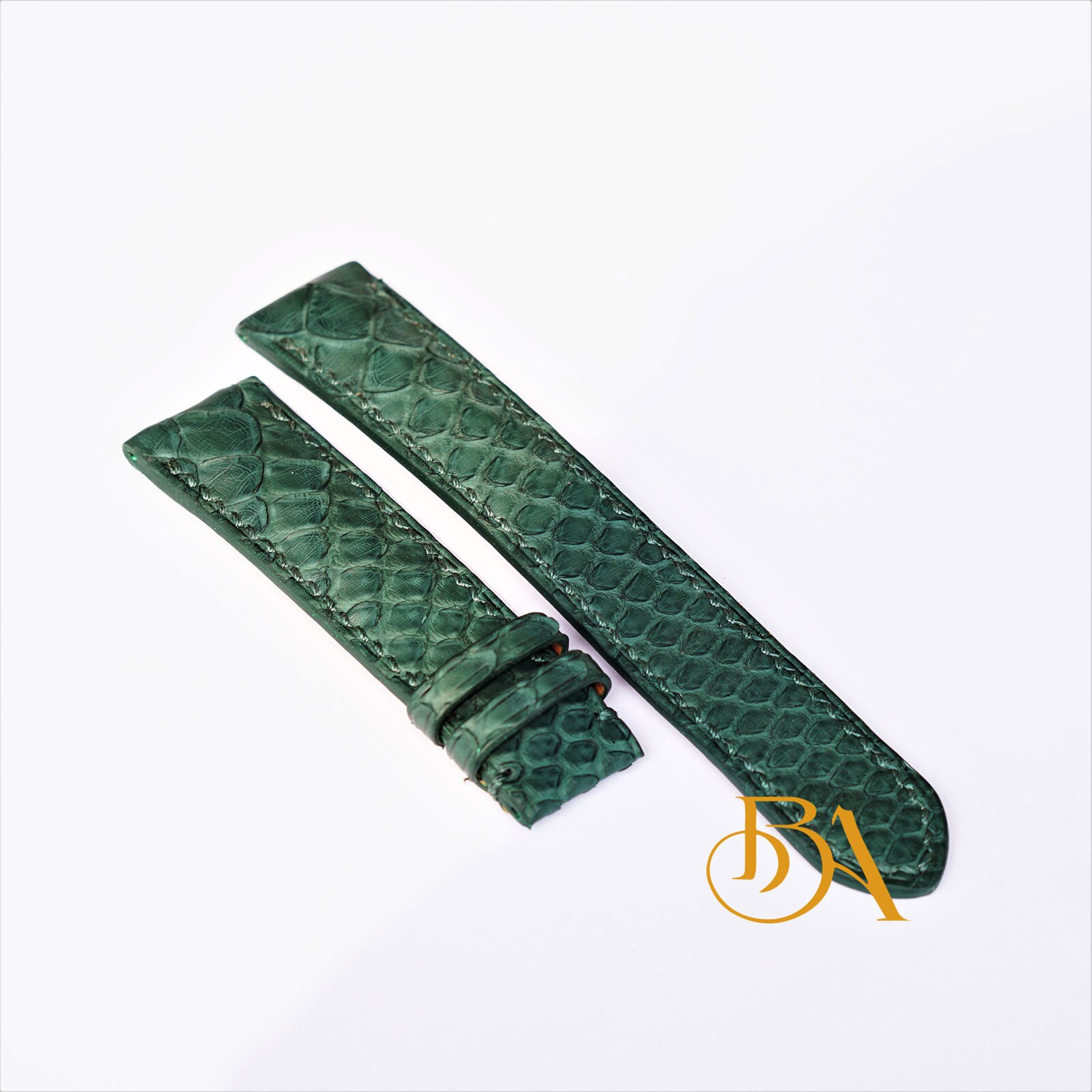 Moss Green Python Watch Band, Handmade Leather Watch Strap. Handcrafted ...