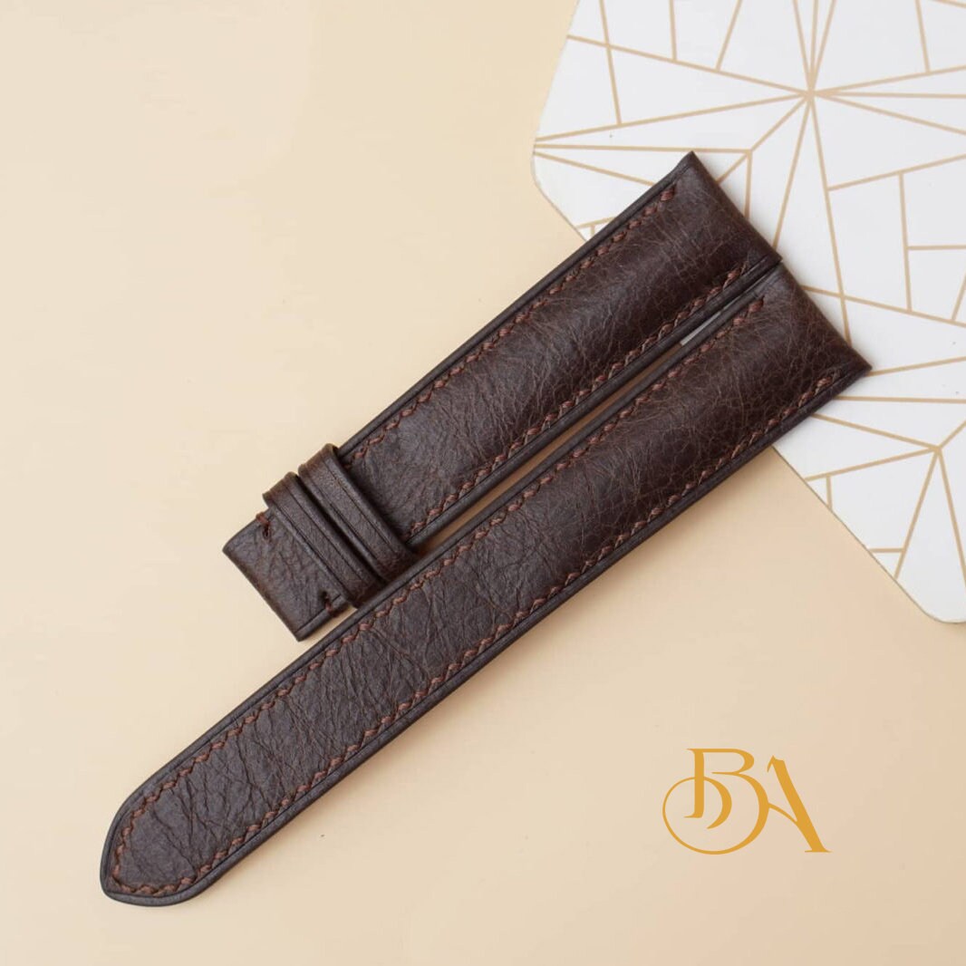 Chocolate Brown Vintage Watch Band, Full Grain Cow Leather Watch Strap ...