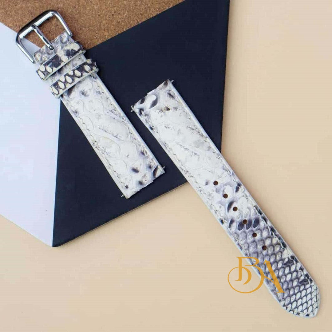 Handmade Python Watch Band, Natural White Leather Strap. Handcrafted ...