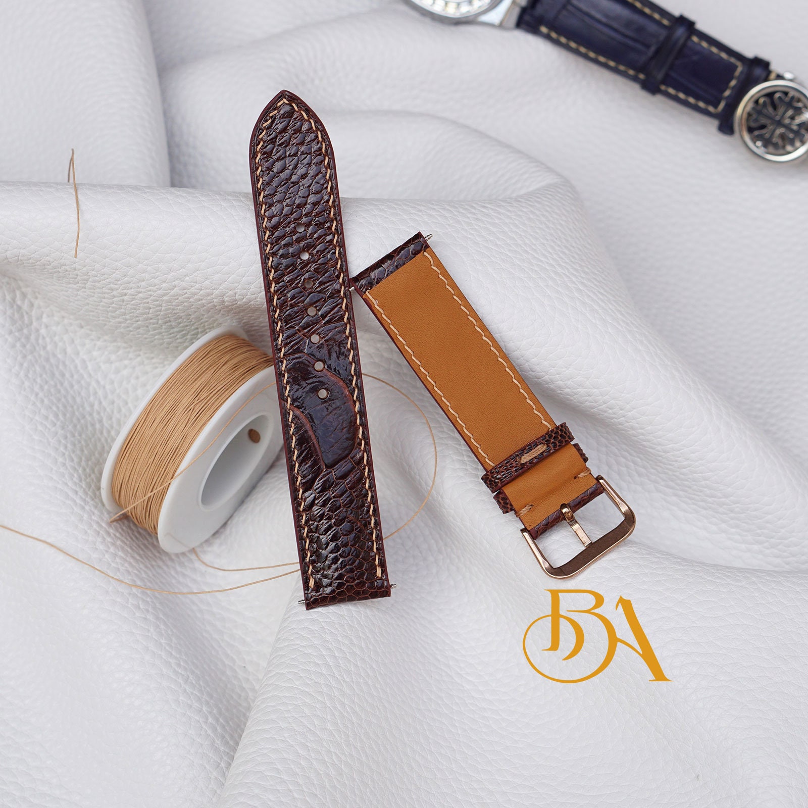 Premium Ostrich Watch Strap, Handmade Ostrich Leg Watch Band ...