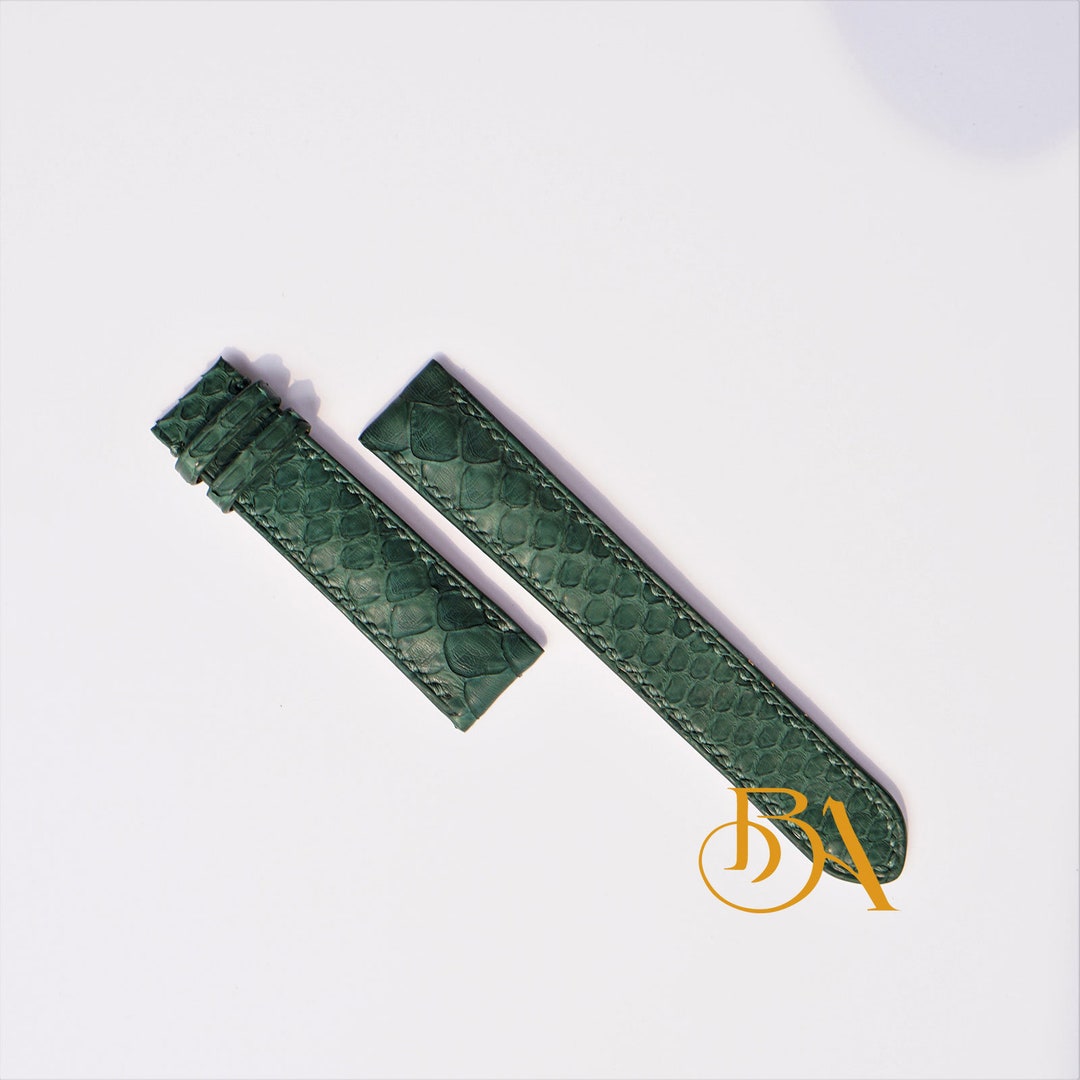 Moss Green Python Watch Band, Handmade Leather Watch Strap. Handcrafted ...
