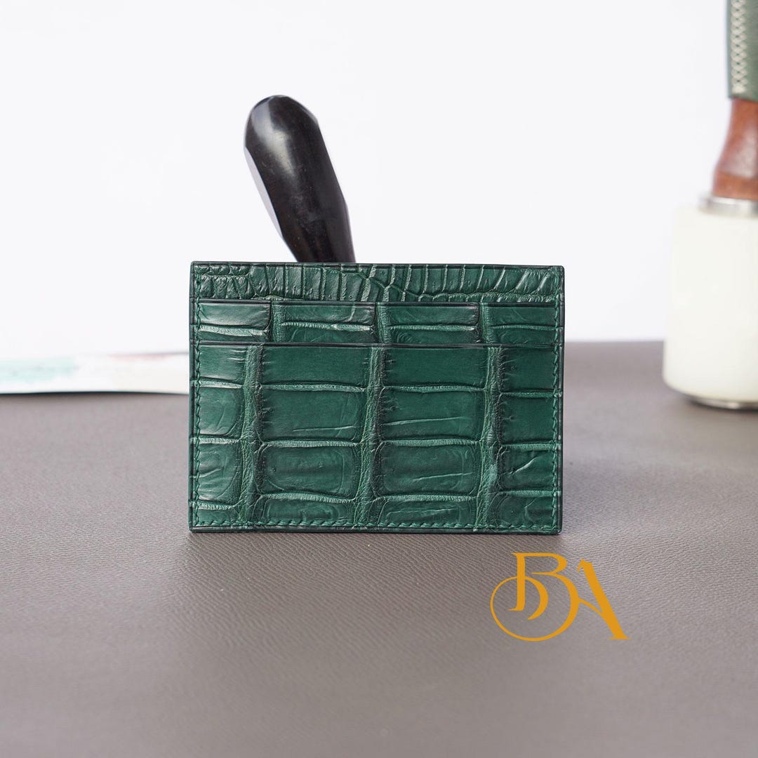 Handcrafted Green Alligator Card Holder Wallet, Premium Alligator ...