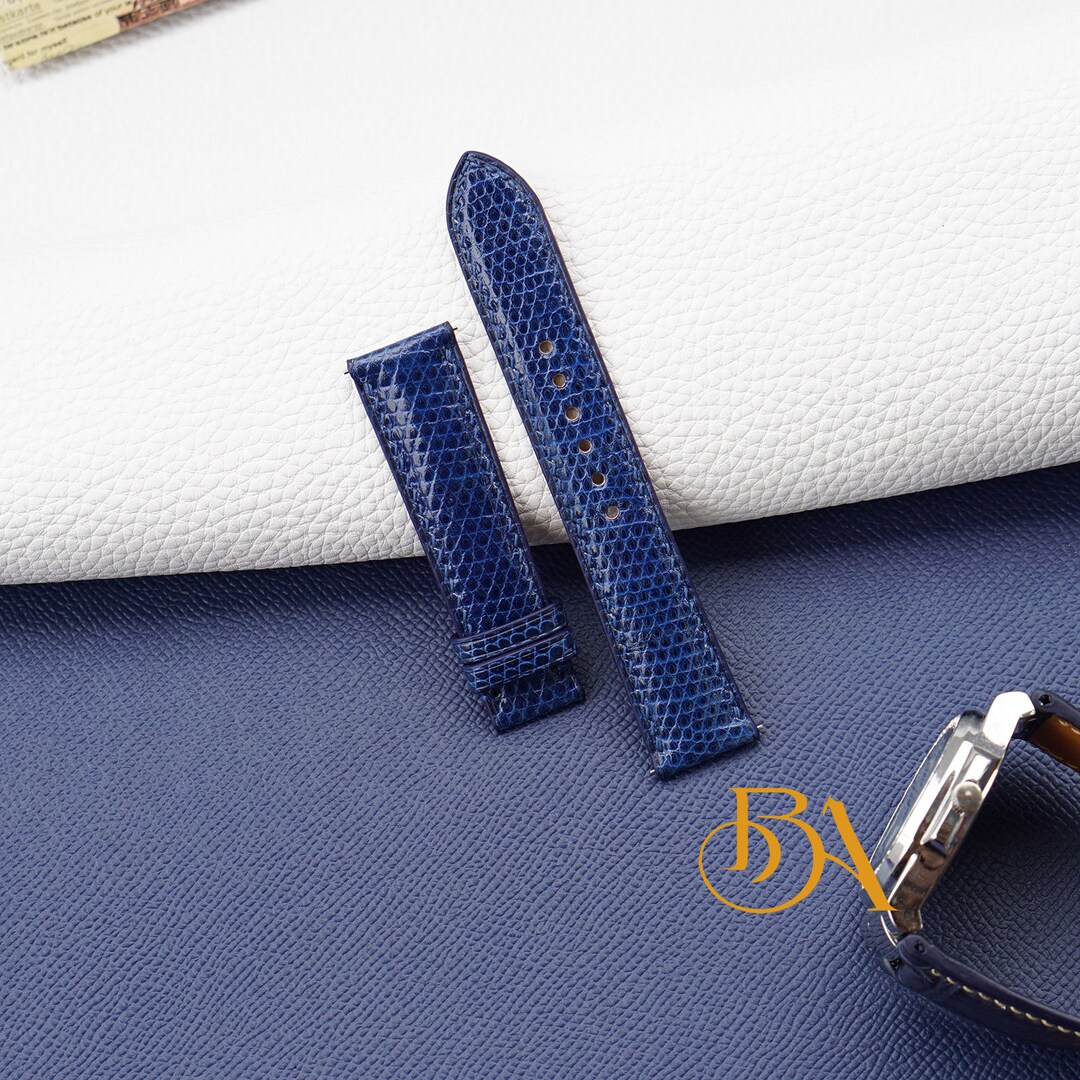 Blue Lizard Watch Band, Handmade Lizard Leather Watch Strap. High ...