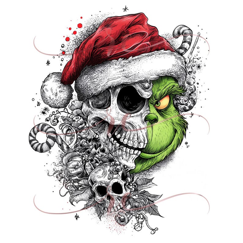 Dark Christmas PNG | Spooky Holiday Clipart for Sublimation | Creepy ...