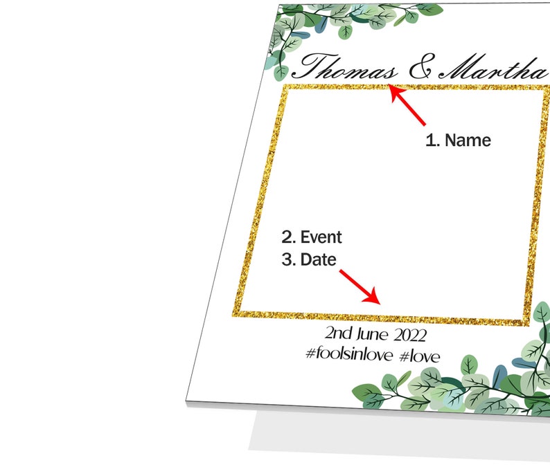 Personalised Wedding Selfie Frame - Flower Pattern Photo Booth Prop ...