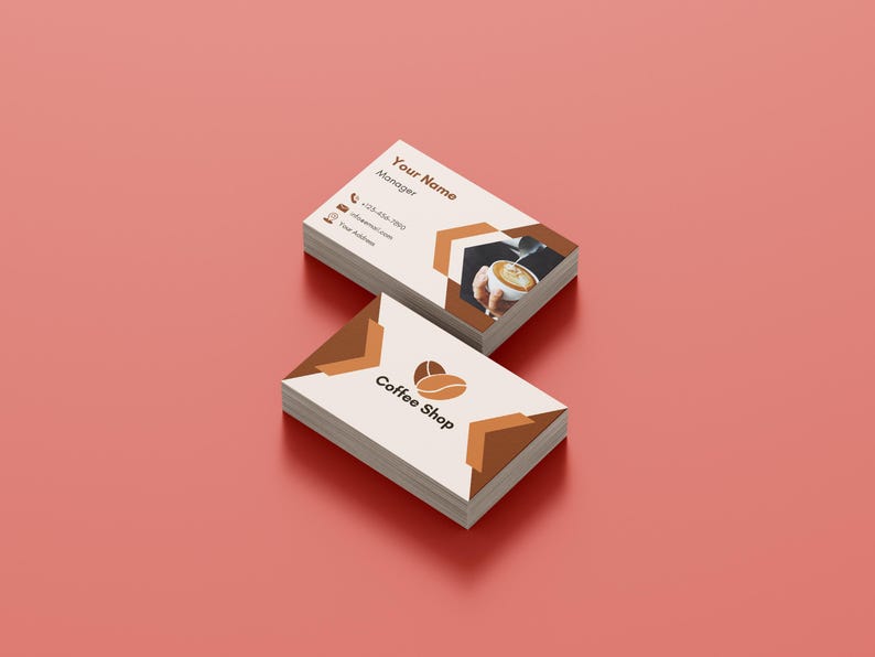 Custom Cafe Coffee Shop Business Cards Personalised Design Double Sided ...