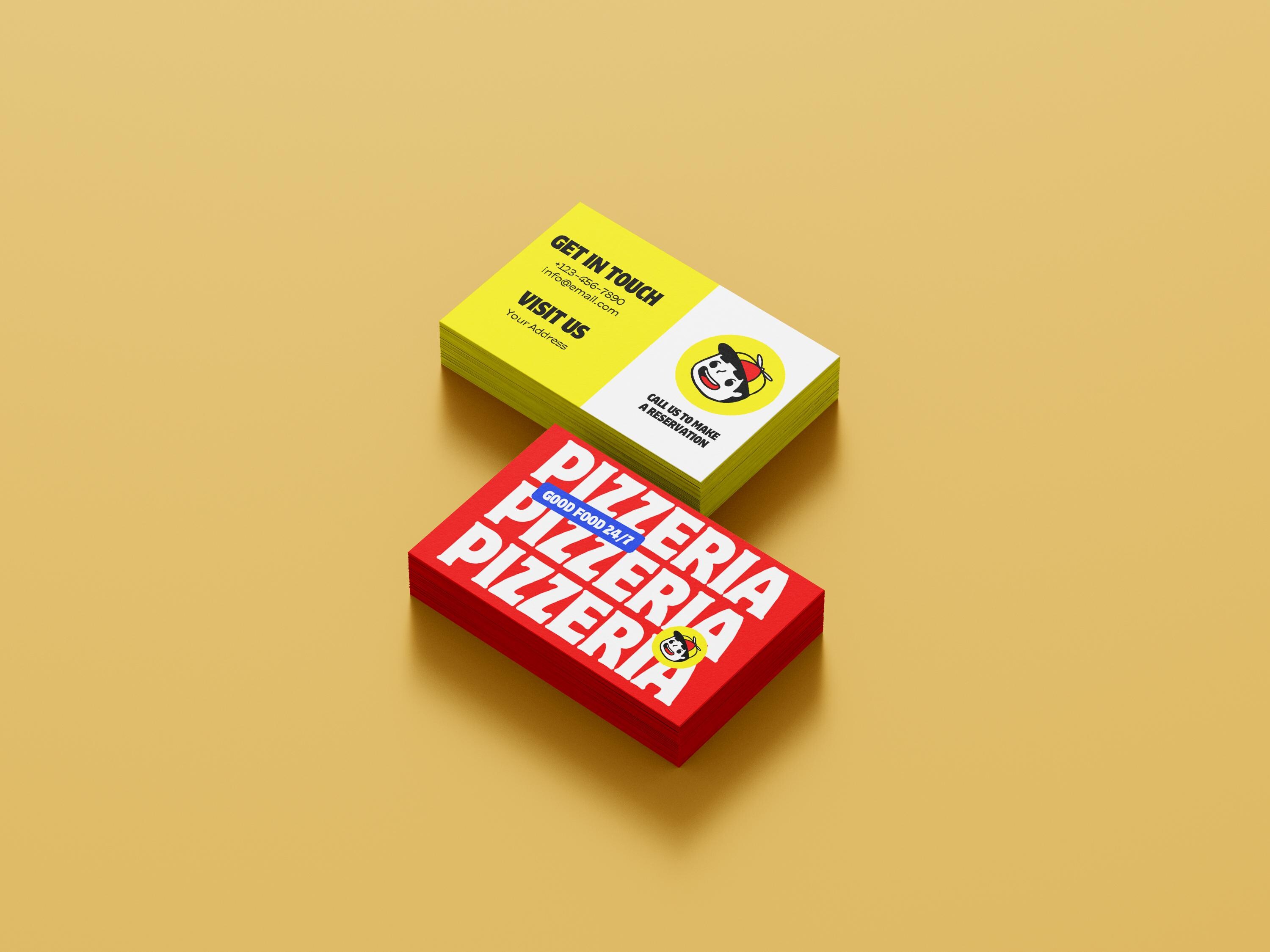 Custom Pizzeria Food Business Cards Personalised Design Double Sided ...