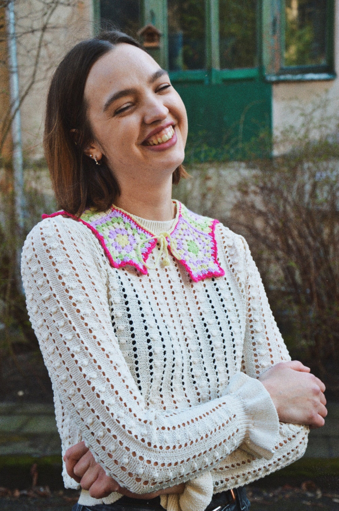 Handmade Colorful Accessory, Granny Square Collar, Knitted Detachable ...
