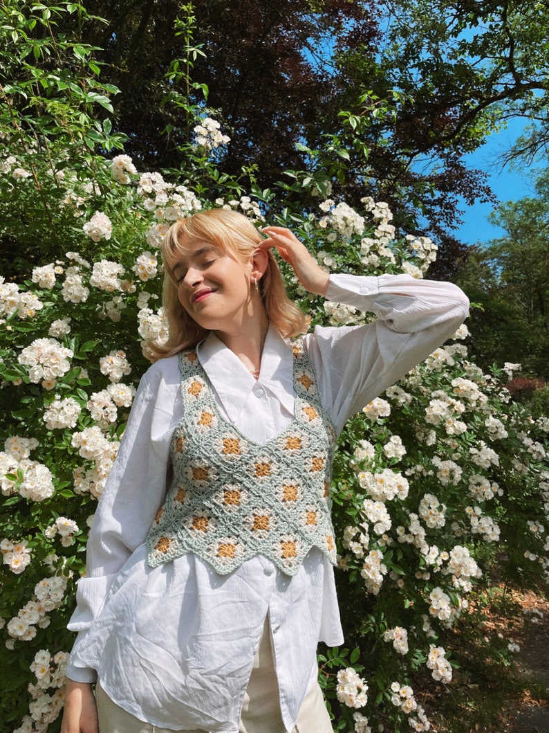 Crochet Summer Top, Handmade Cottagecore Crop Top, Granny Square ...