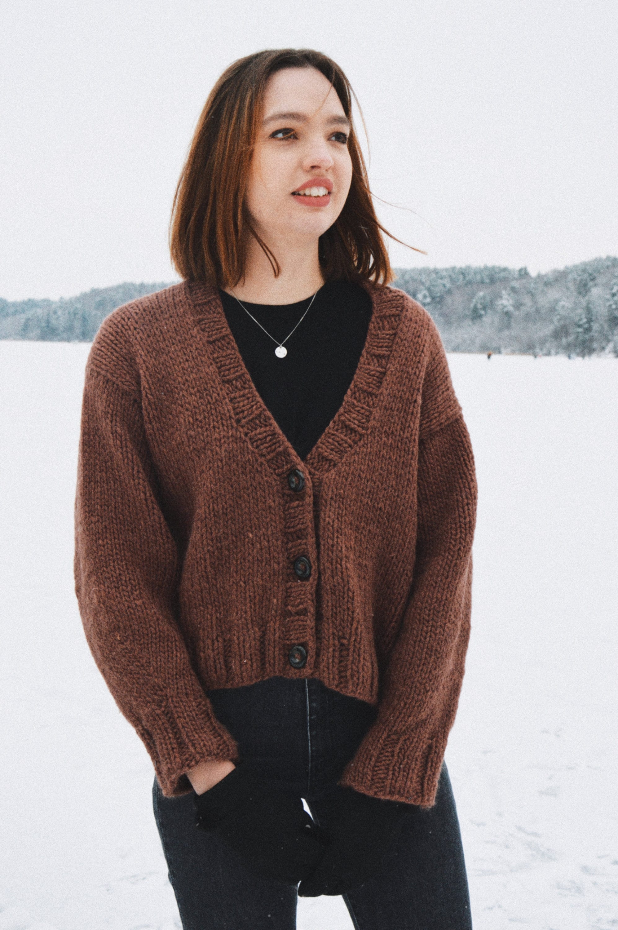 Chunky Knitted Brown Sweater, Handmade Oversized Cardigan With Buttons ...