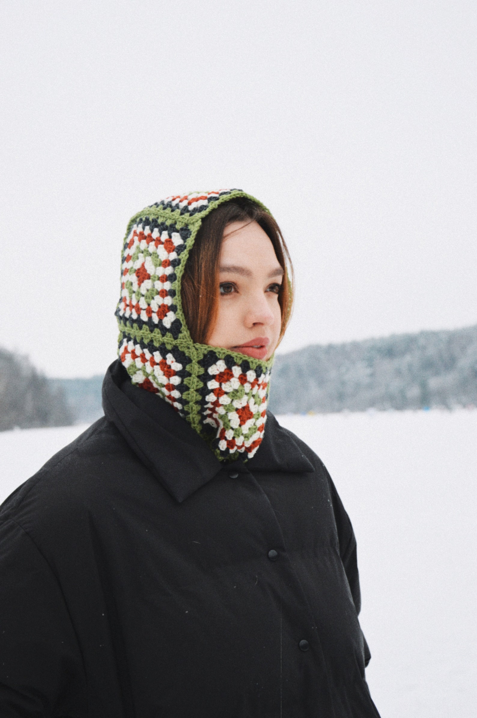 Retro Knitted Wool Hat, Winter Ski Mask, Multicolored Crochet Balaclava ...