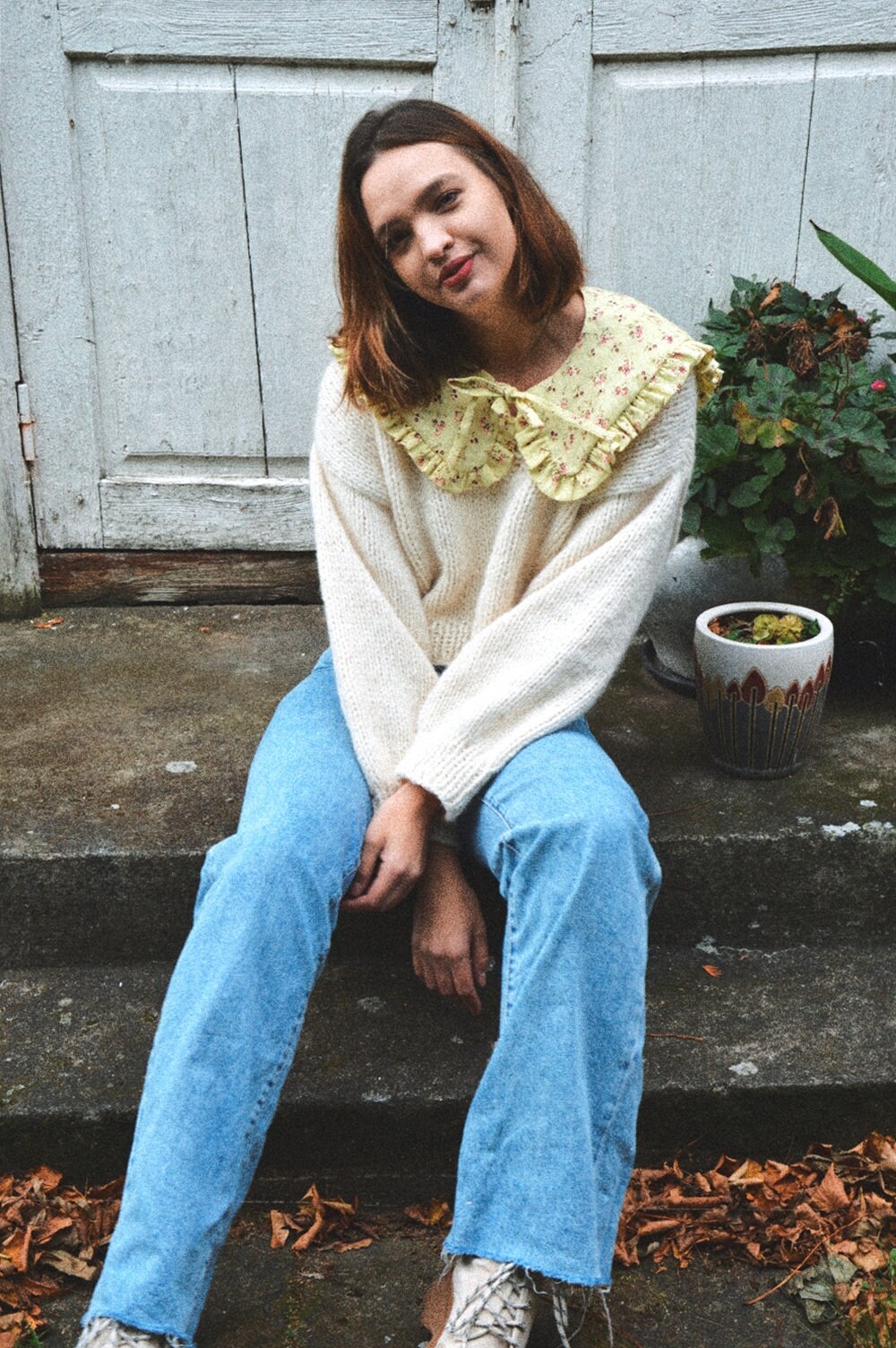 Extra Wide Linen Collar, Removable Collar With Frills, Detachable ...