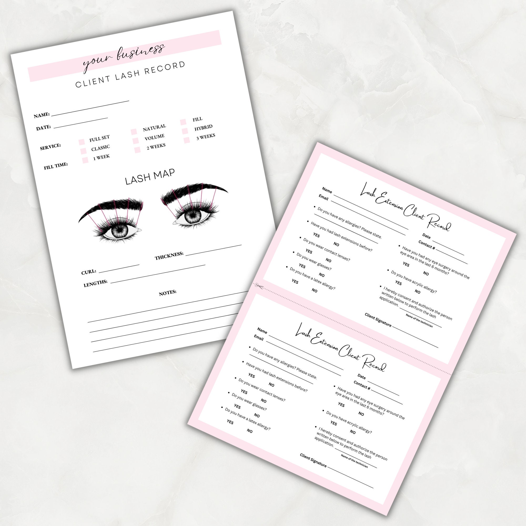 Lash Client Consent Forms, Digital Download, Client Lash Map, Liability ...