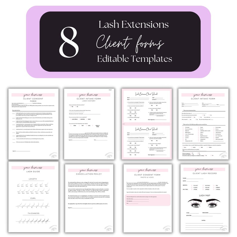 Lash Client Consent Forms, Digital Download, Client Lash Map, Liability ...