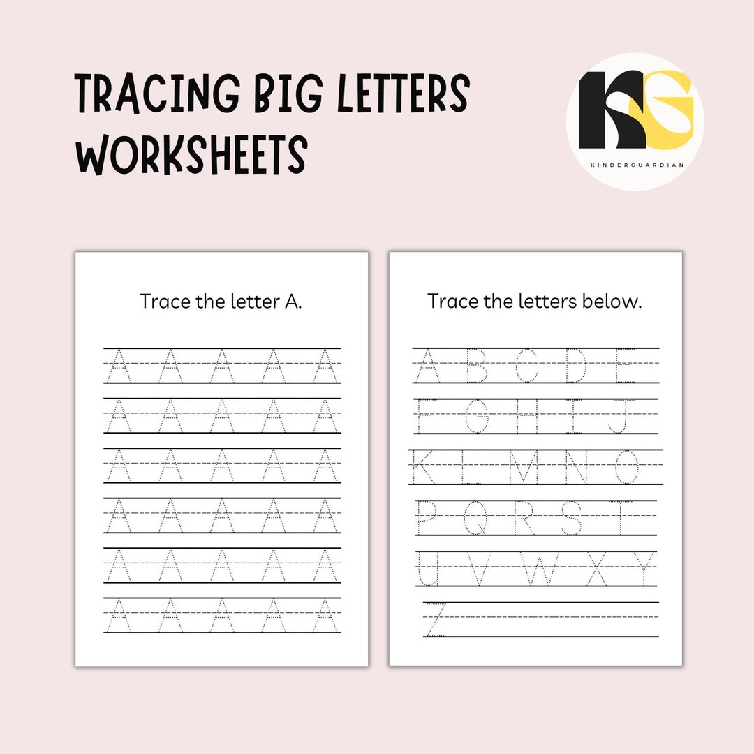 Tracing Big Letters Printable Downloadable Worksheets for - Etsy