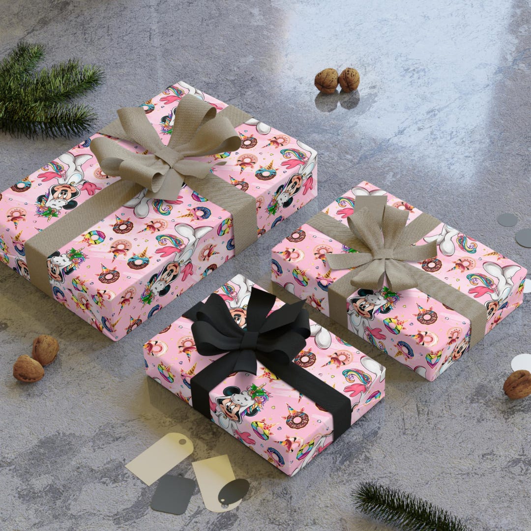 Unicorn Donuts Minnie Mouse Wrapping Paper Roll Perfect for Birthdays ...