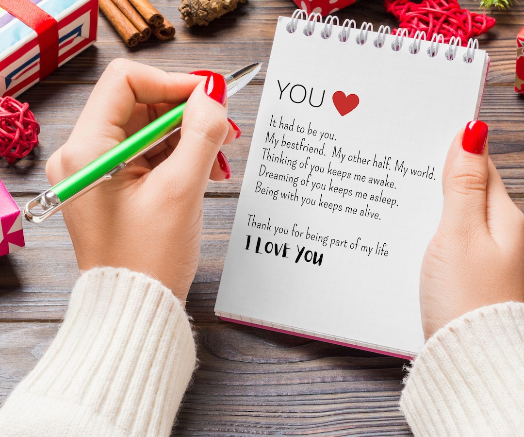 Romantic Love Letter Printable Anniversary Valentines Day,gift for Him ...