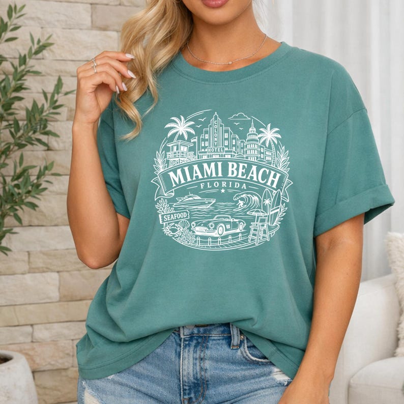 Miami Beach Florida Shirt, Comfort Colors 1717 Tee, South Beach ...