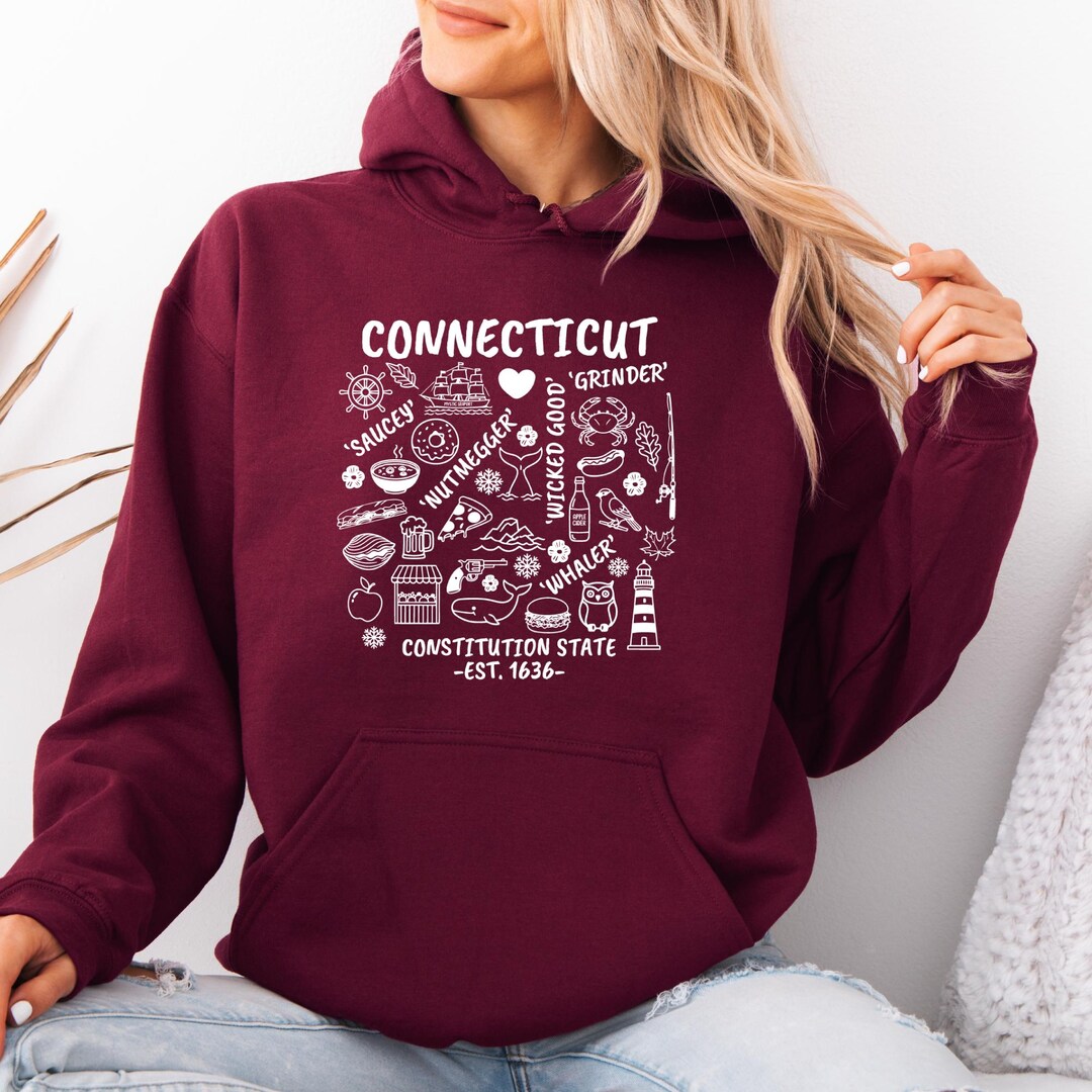 Connecticut Hoodie, Nutmegger Sweatshirt, Constitution State Apparel ...