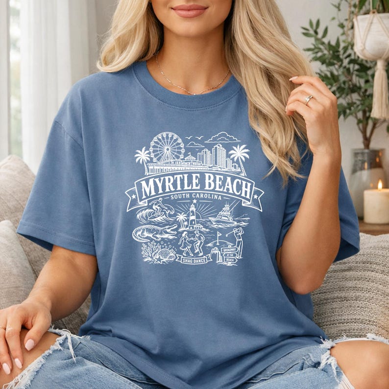 Myrtle Beach South Carolina Shirt, Comfort Colors 1717 Tee, Coastal ...