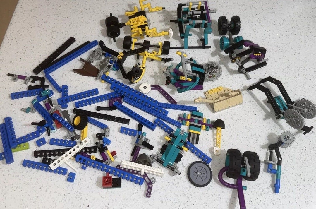 LEGO Technic Bulk 1lb 4oz Pounds Gears Bricks Wheels Teal Yellow Blue ...